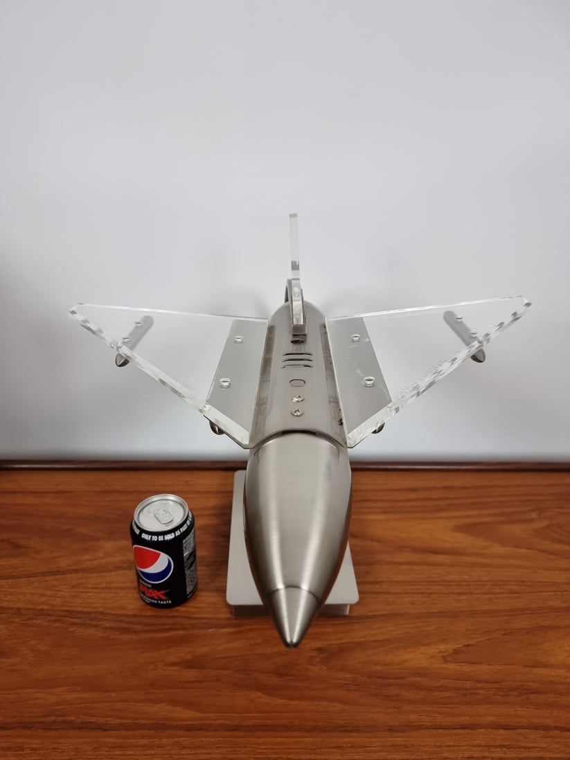1980s Steel and clear Perspex retro jet plane table lamp – Malvern Antiques